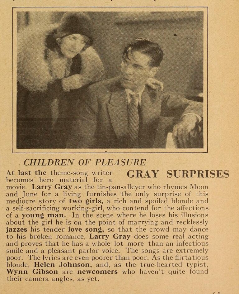 Children of Pleasure (1930) Review, with Lawrence Gray and Wynne Gibson ...