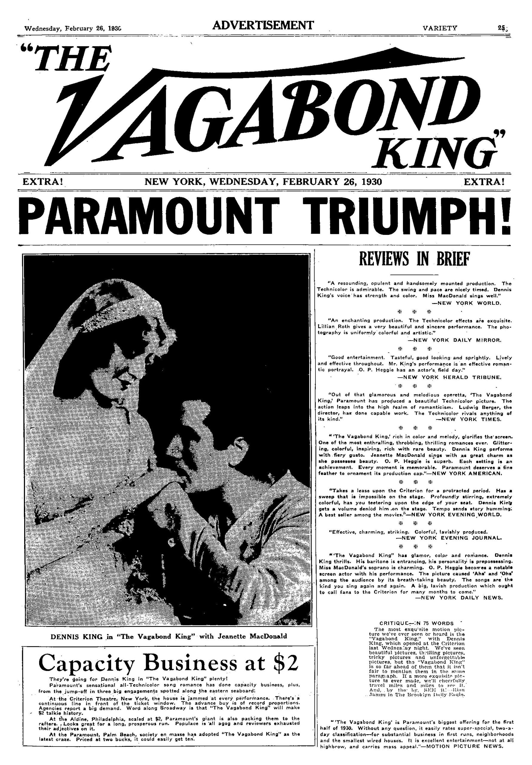 The Vagabond King (1930) Review, with Dennis King and Jeanette ...