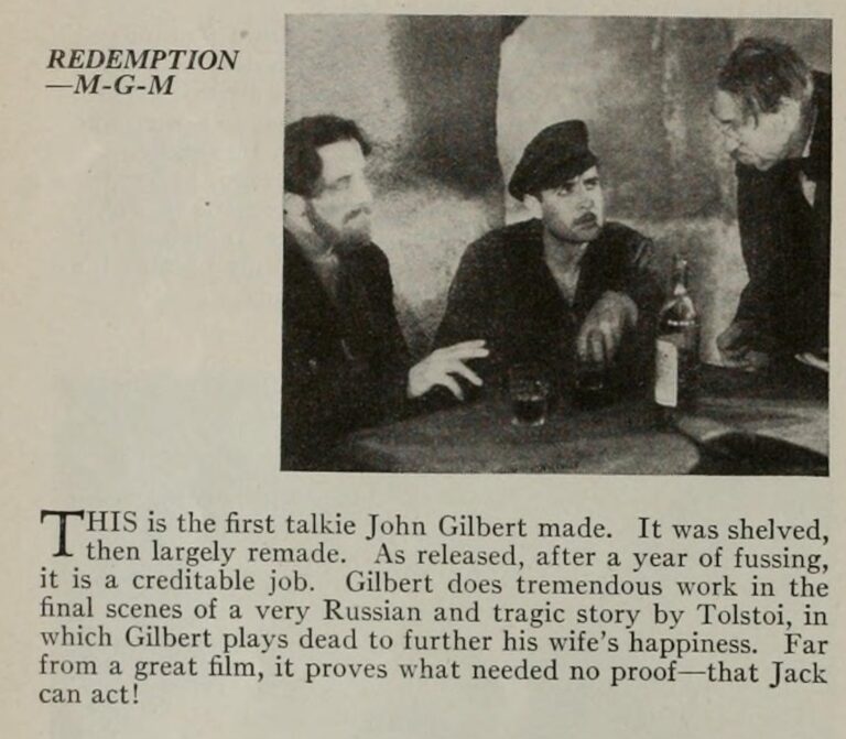 Redemption (1930) Review, with John Gilbert – Pre-Code.Com